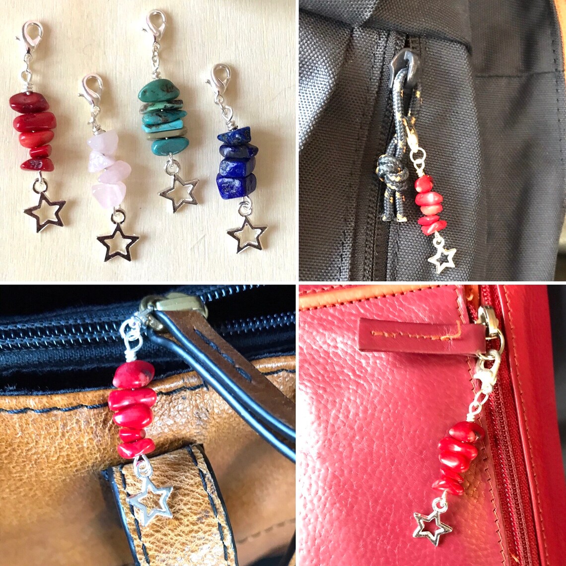 Gemstone Charm Add On, Clip on Charm, Genuine Gemstone Chips, Silver ...