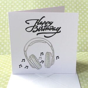 Headphone Happy Birthday Card, Personalised Card, Music Lovers ...