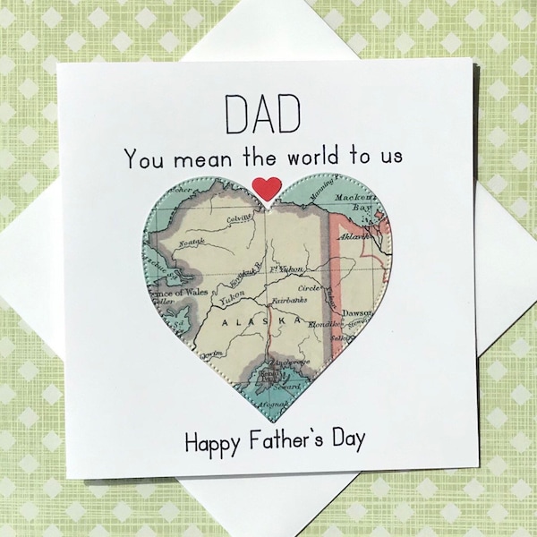 World Map Fathers Day Card - Etsy