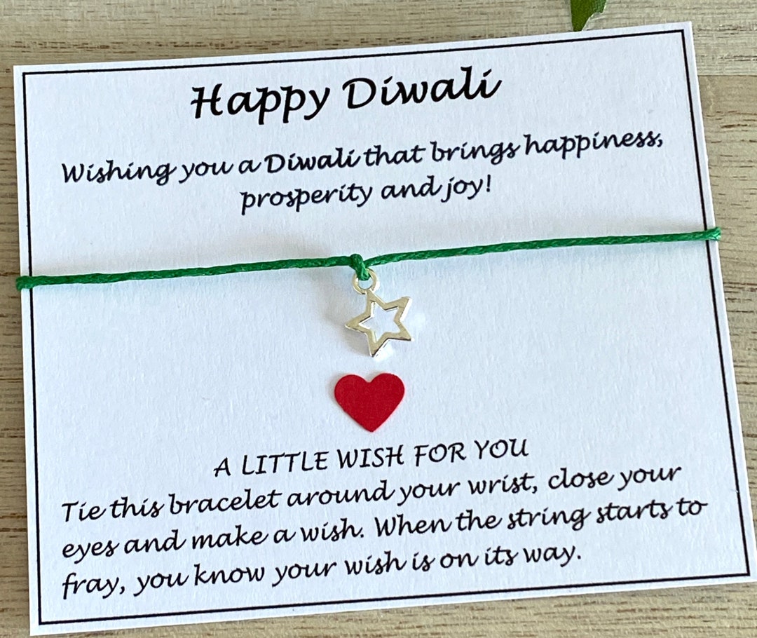 Happy Diwali Charm Bracelet, Wishing Star Bracelet, Adjustable Cord ...