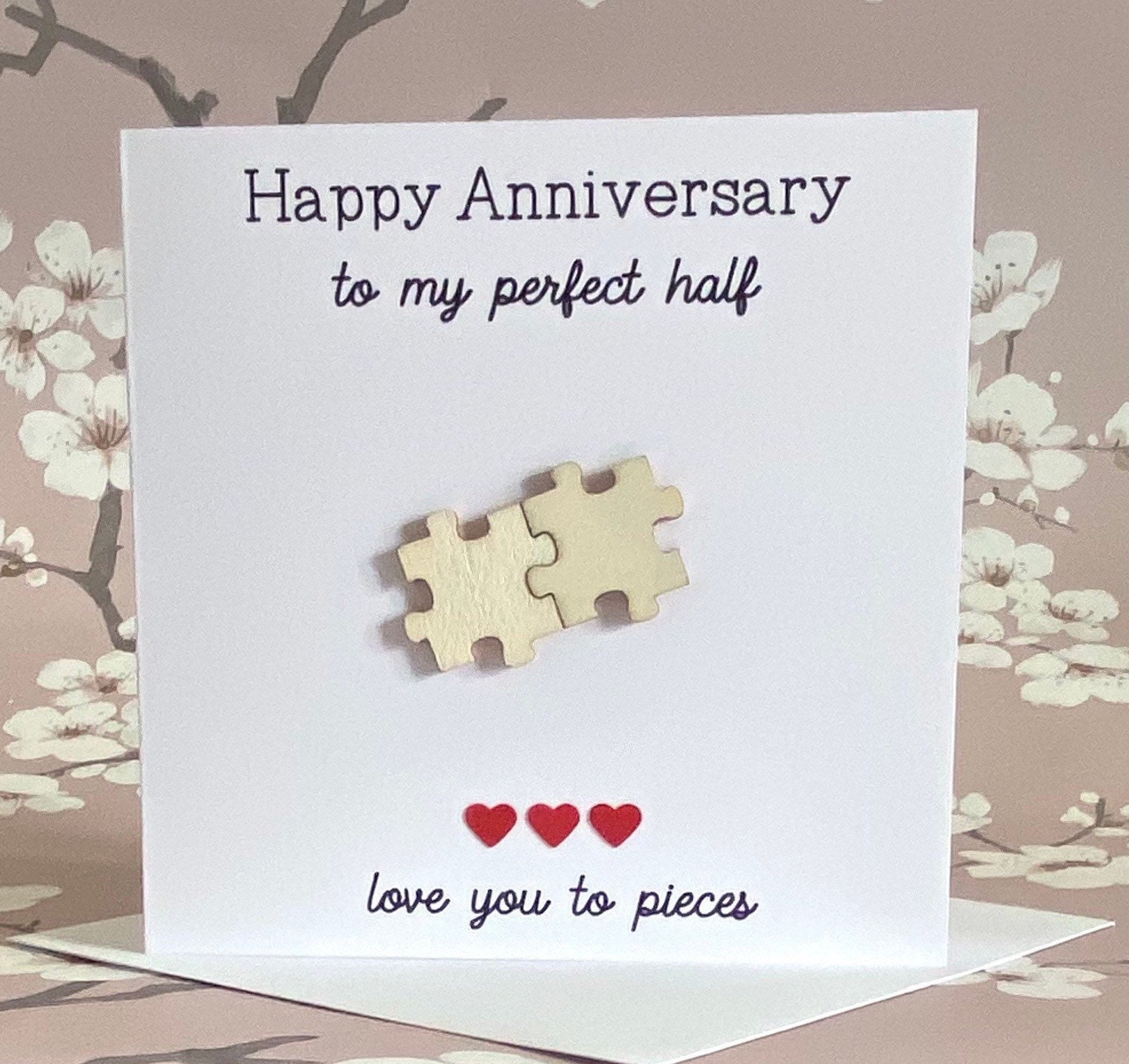 Happy Anniversary to My Perfect Half Love You to Pieces - Etsy UK