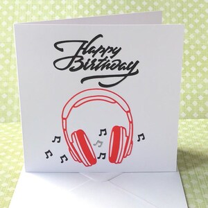 Headphone Happy Birthday Card, Personalised Card, Music Lovers ...