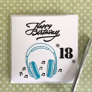 Headphone Happy Birthday Card, Personalised Card, Music Lovers ...