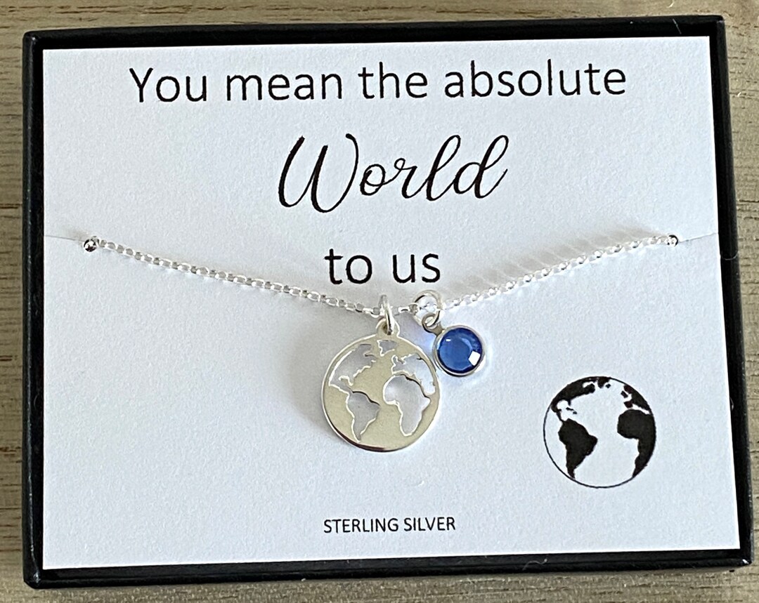 Sterling Silver Globe Necklace, You Mean the World to Us, World Map ...