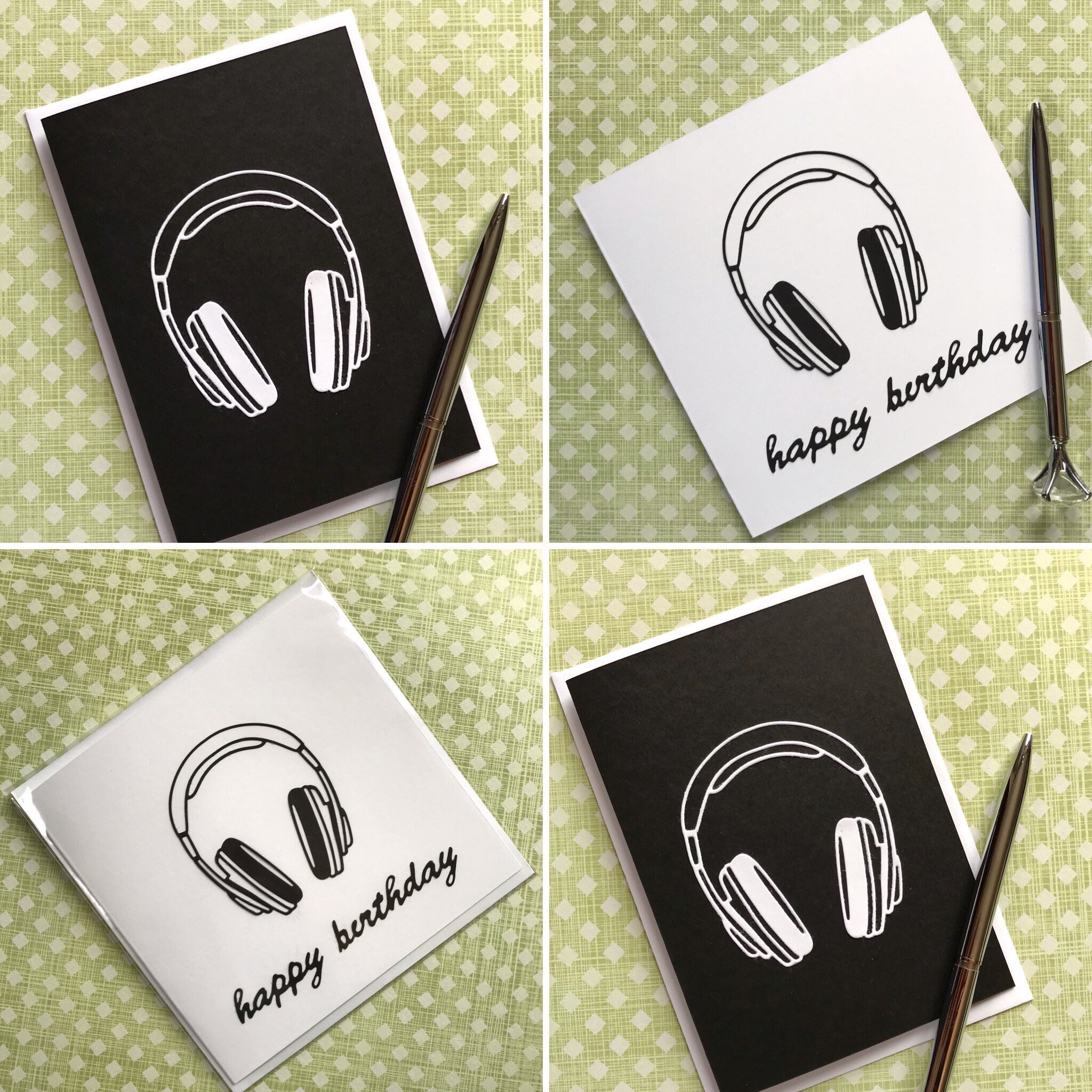 Headphone Happy Birthday Card Personalised Card Music - Etsy