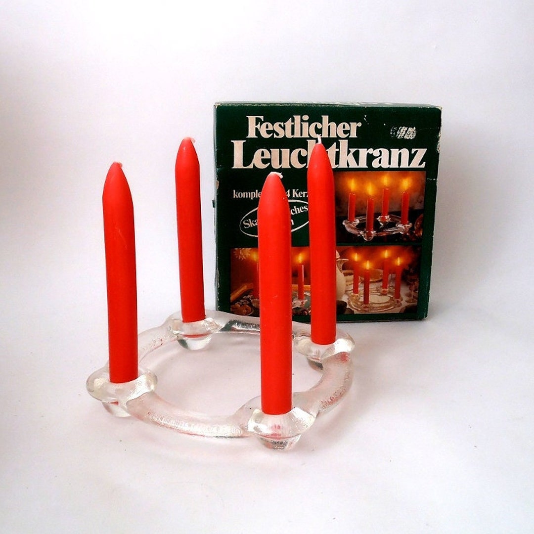 Vintage Glass Advent Candlestick Holder Scandinavian Design, Mid Century Christmas Decoration ...