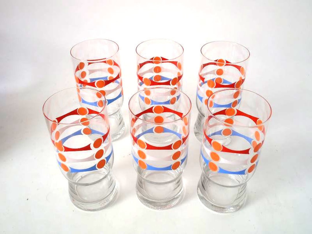 Vintage Lemonade Glasses, Set of 6 Water Glasses, Op Art 70s GDR Design ...