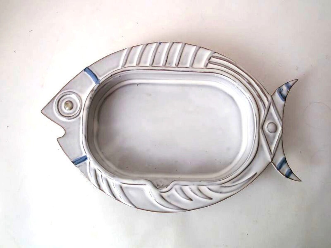 Vintage 90s Ceramic - Clay Fish Dish for Canned Goods, Bowl for Olives ...