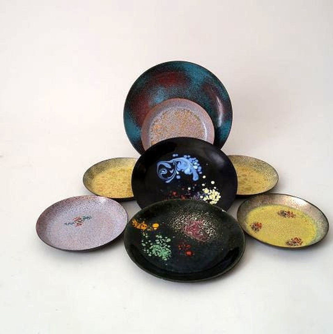 Vintage Enamel Plate, Enamel Bowl, Enamel Business Card Dish, Jewelry ...