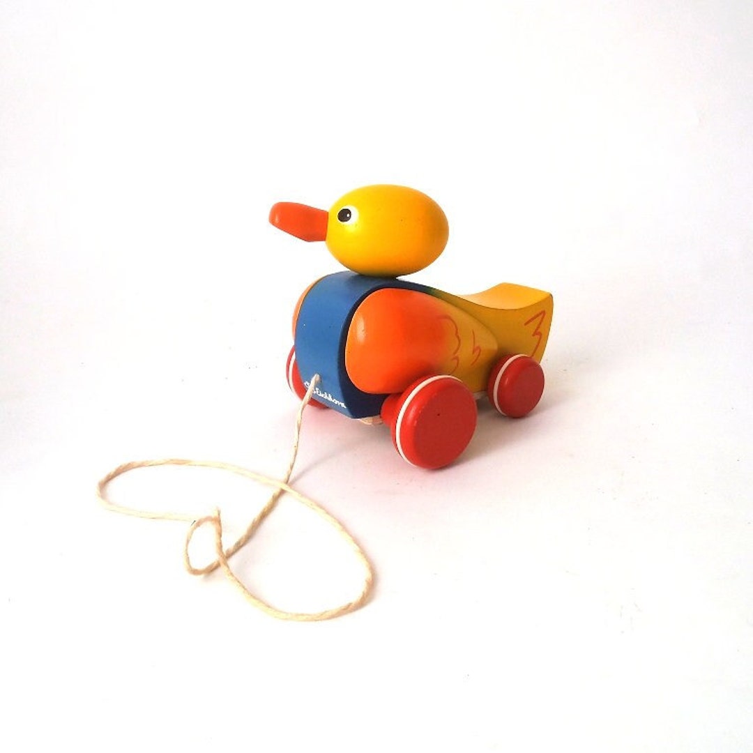 Vintage Wooden Toy Duck, Pull Toy Duck Made by Eichhorn Germany Wooden ...