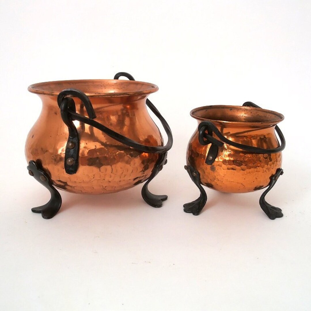 Vintage Copper Plant Pot, Set of Two Cacti Copper Planter, Cache Pot ...
