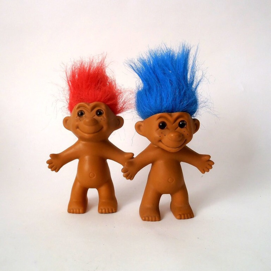 Set of Two Vintage Troll Figurines, Troll Figures, Toy Troll Figure ...