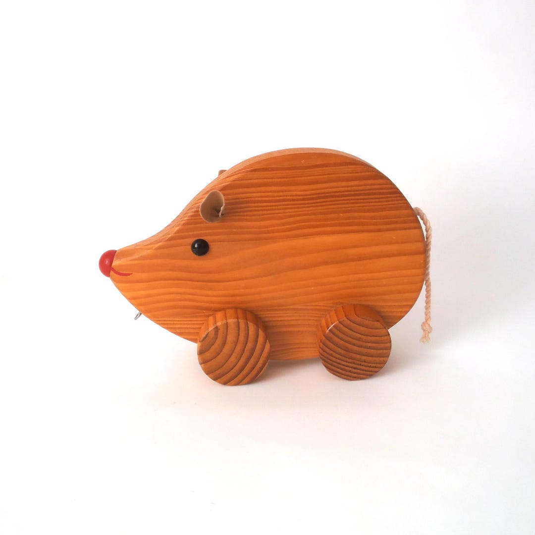 Vintage Wooden Toy Mouse, Pull Toy Mouse, Mouse on Wheels - Etsy