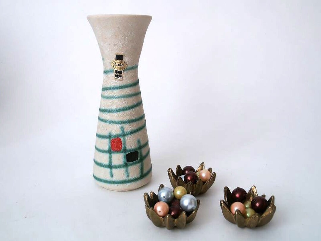 Vintage 50s Vase, Jasba Mid Century Modern Ceramic Vase, Rockabilly ...