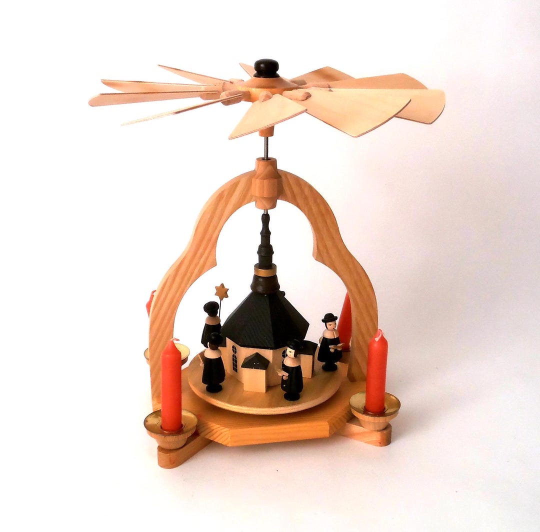 Traditional Ore Mountain German Christmas Pyramid Surrounded by Chorus ...