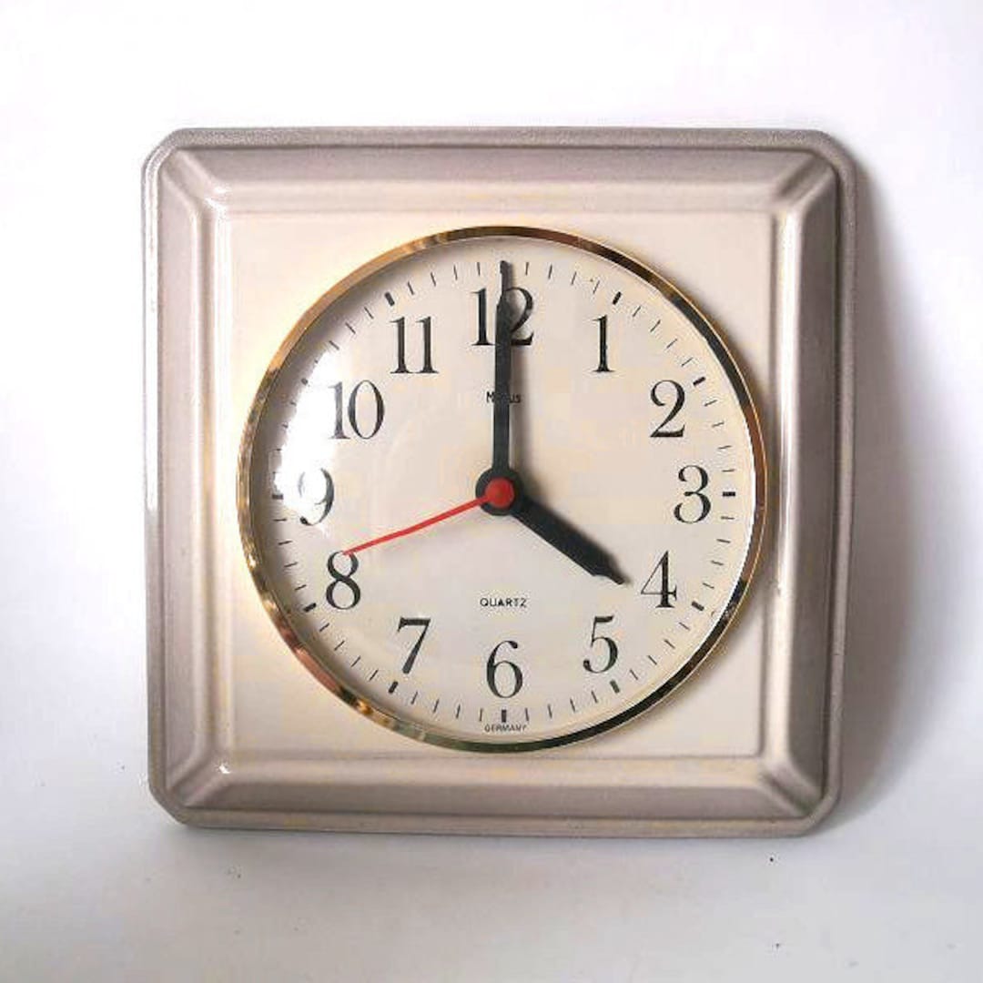 Ceramic Wall Clock, Light Gray Fade to Beige Square Kitchen Wall Clock ...
