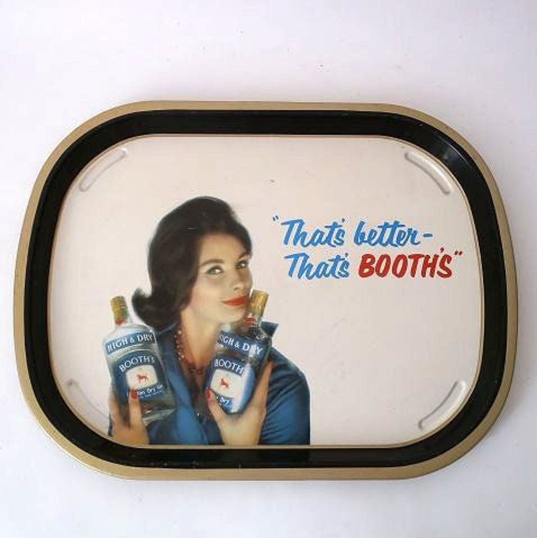 Old Vintage Tin Serving Tray Promotional Item by Booths Gin 60s/ 70s ...