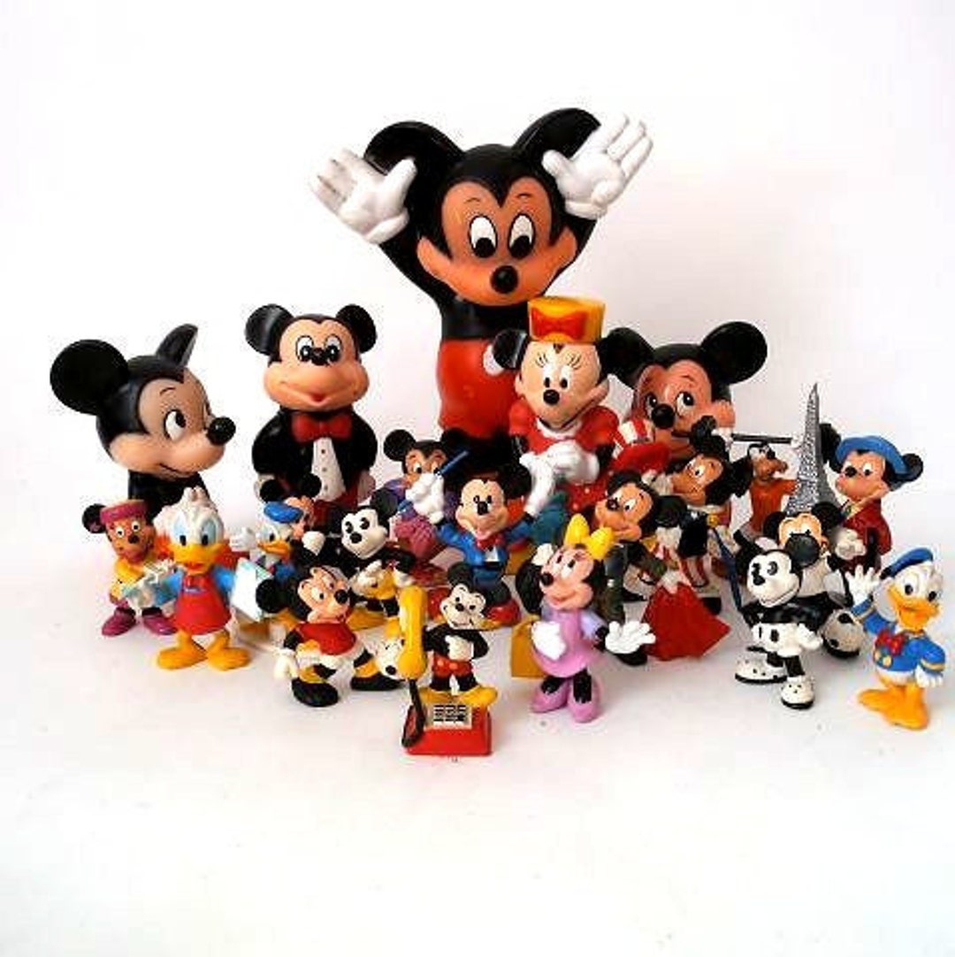 Vintage Mickey Mouse Figurines, Mid Century Walt Disney Toy Figurines ...