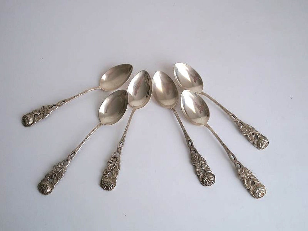 Silver Tea Spoons, Rose Flatware, Small Spoons, Wedding Flatware, Rose ...