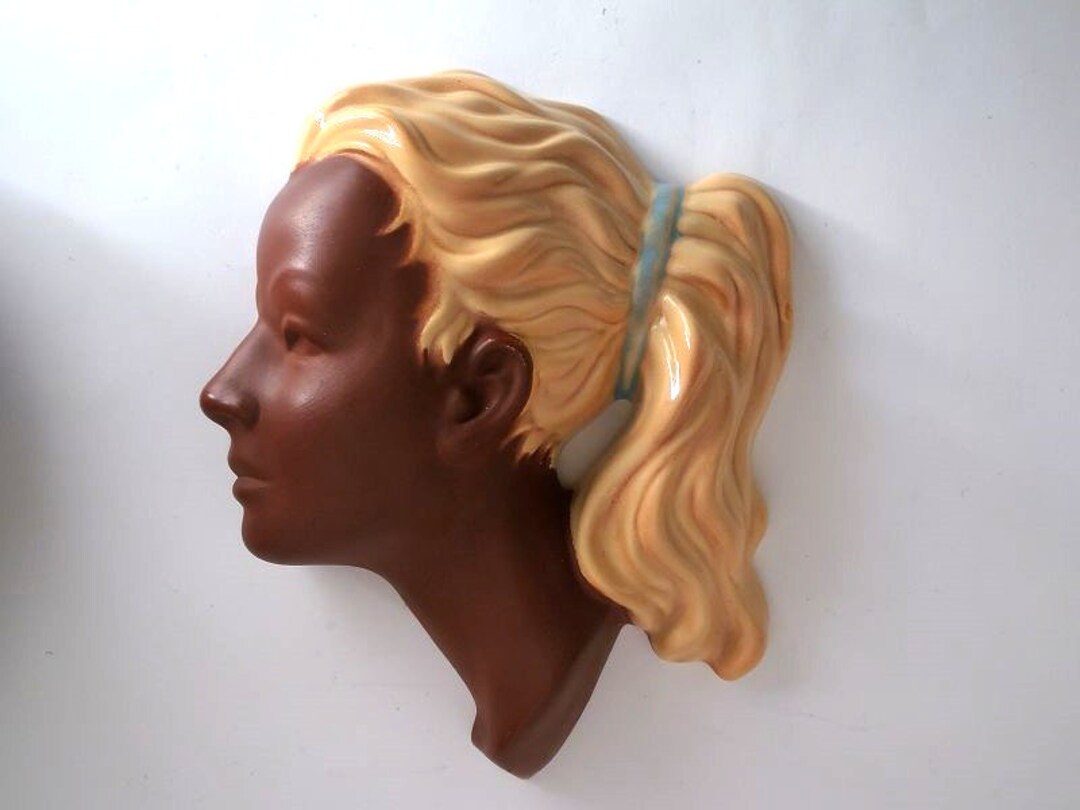 Wall Mask 50s Wall Mask Young Woman Ceramic Wall Mask Wall - Etsy