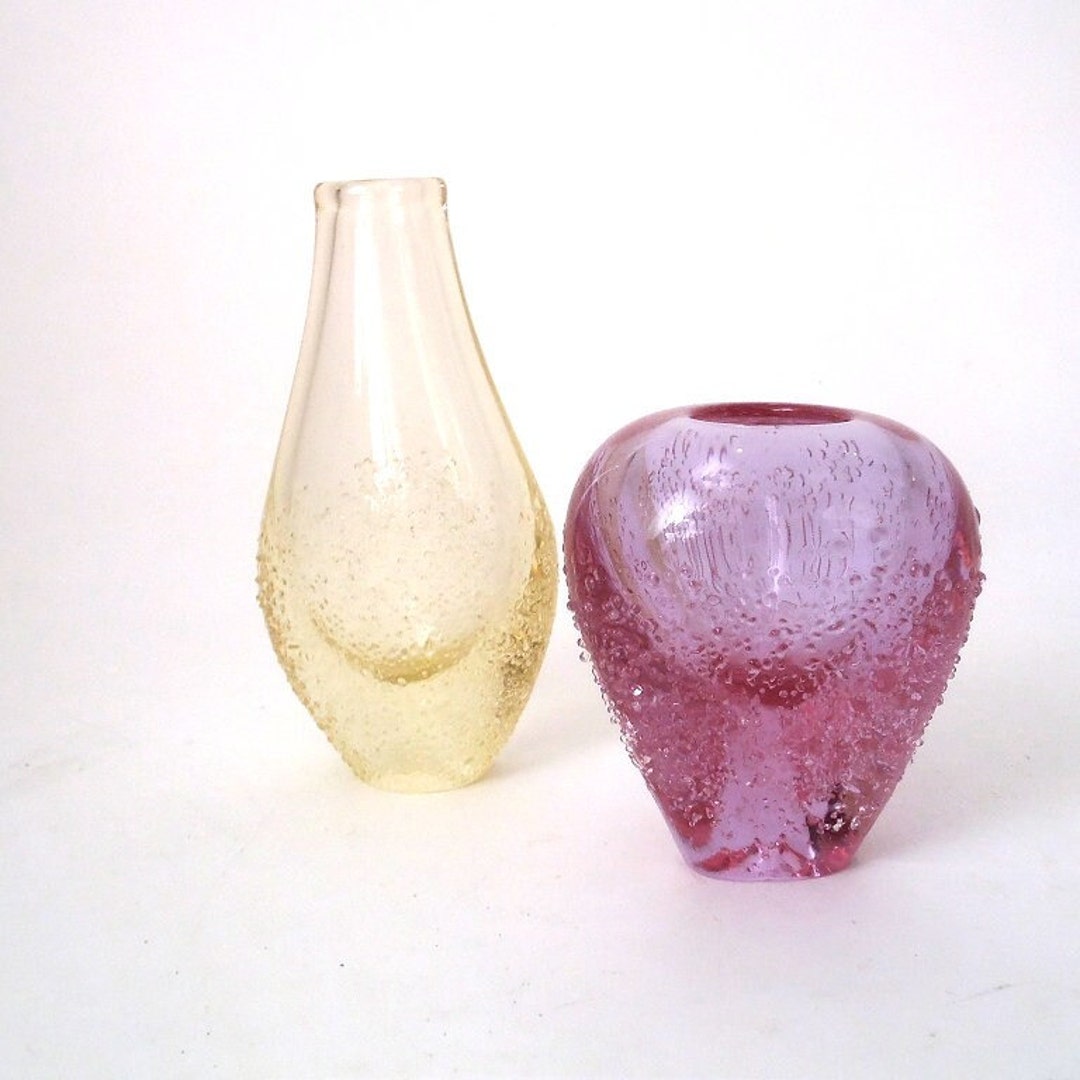 Set of Three Bohemian Czech Glass Vase, Set of 2 Czechoslovakia Glass ...