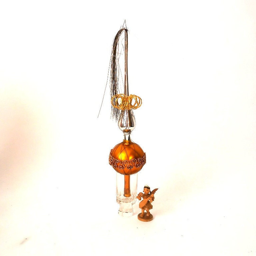 Vintage Christmas Tree Topper, Glass Christmas Tree Topper, Glitter ...