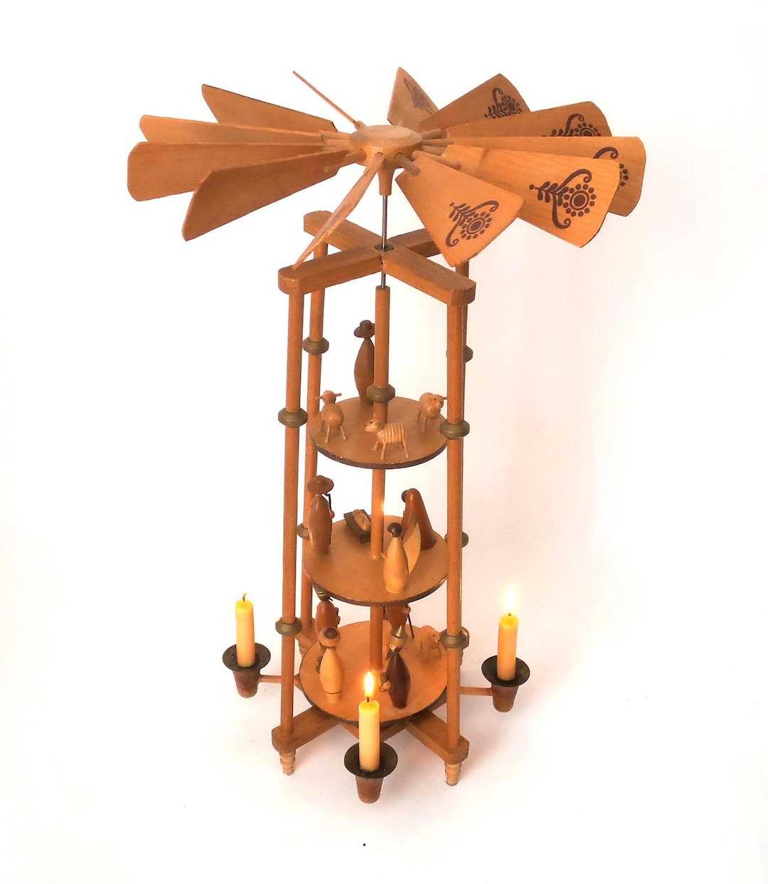 Traditional German Christmas Pyramid, Handcrafted Natural Wood Pyramid ...