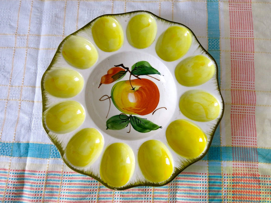 Ceramic Deviled Egg Plate Hand Painted Italian Pottery - Etsy