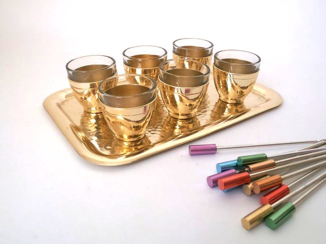 Short Glasses Tray, Anodized Aluminium Short Glasses, 60s Short Cup ...