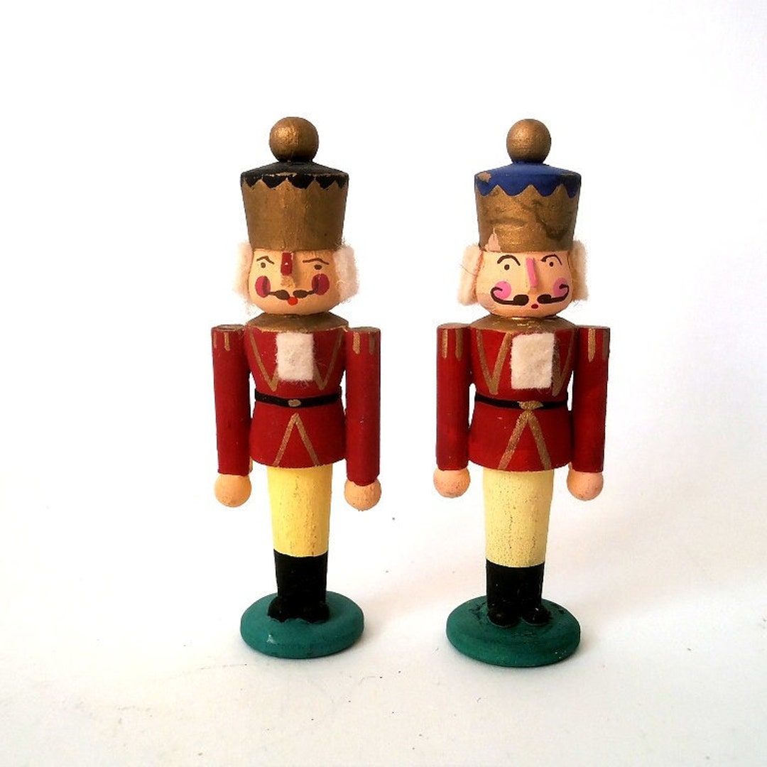 Set of Two Small Vintage Wooden Nutcracker, Traditional German ...