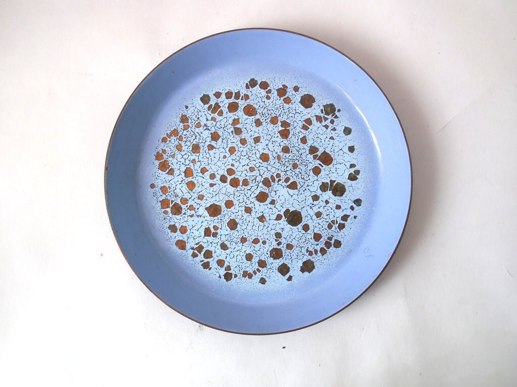 Vintage Enamel Plate, Enamel Bowl , Business Card Dish, Jewelry Dish ...