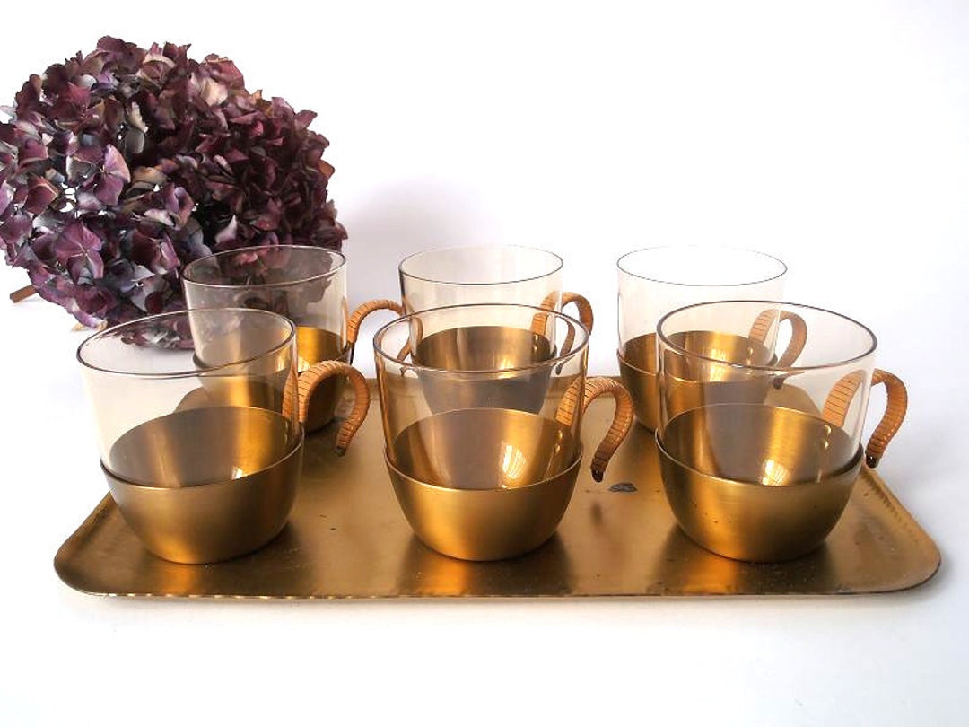 Brass Tea Set, Bauhaus Tea Set, Hein Matten Tea Set on a Brass Tray ...