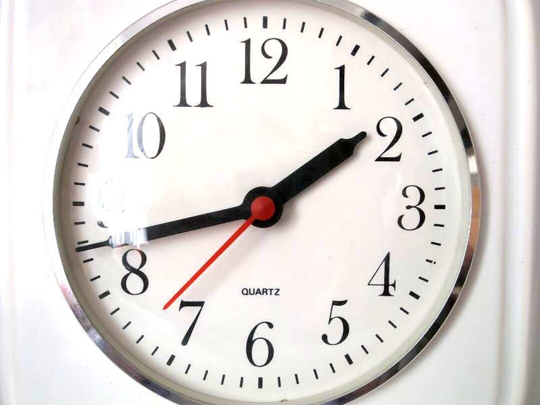 Ceramic Wall Clock, Blue Gray Square Kitchen Wall Clock, West Germany ...