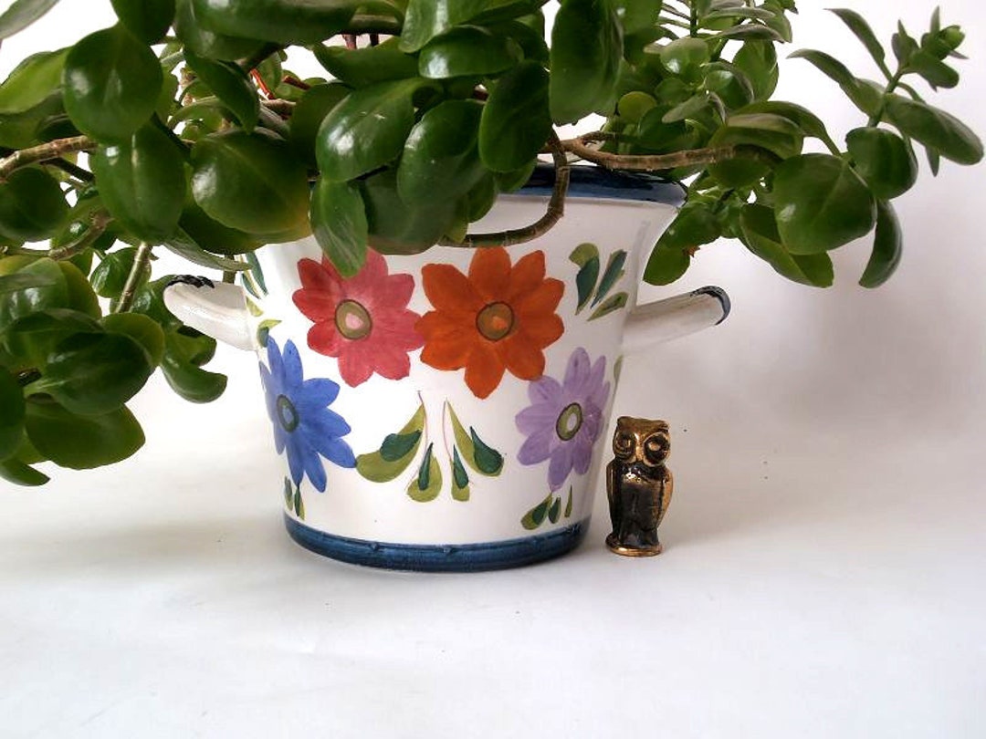 Ceramic Planter, Italian Creamic Planter, Mediterranean Floral Design ...