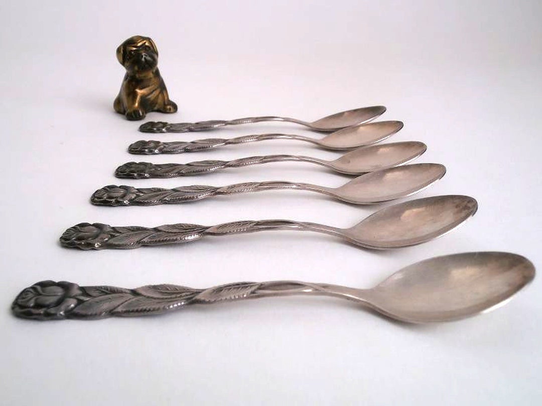 Tea Spoons Silver Plated, Rose Flatware, Small Spoons, Wedding Flatware ...