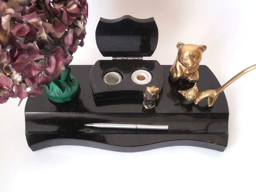 Marble Inkwell, Desk Inkwell, Writing Desk Storage, Old Writing Desk ...