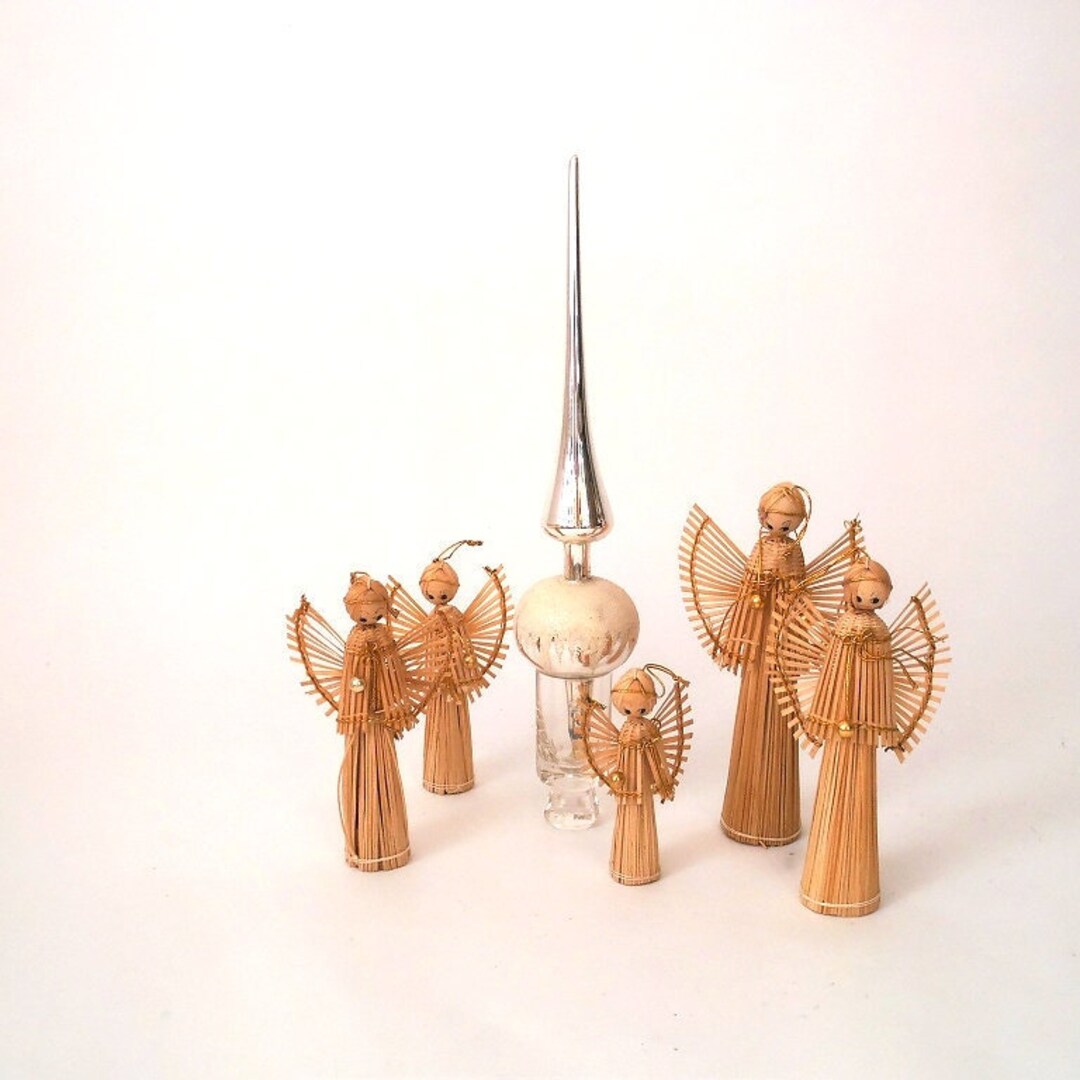 Vintage Silver Christmas Tree Topper With Snowy Decor, Silver Glass ...
