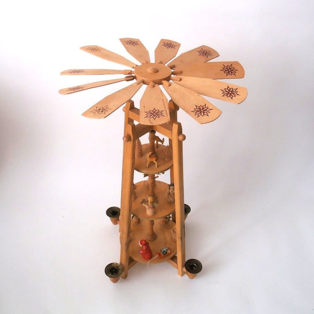 Traditional German Christmas Pyramid, Handcrafted Natural Woodwork ...