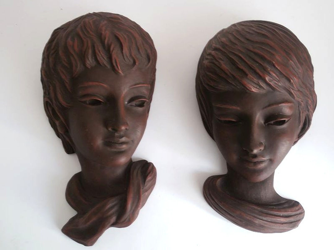 Wall Mask 60s, Pair Wall Mask Young Man Woman, Achatit Wall Mask, Wall ...