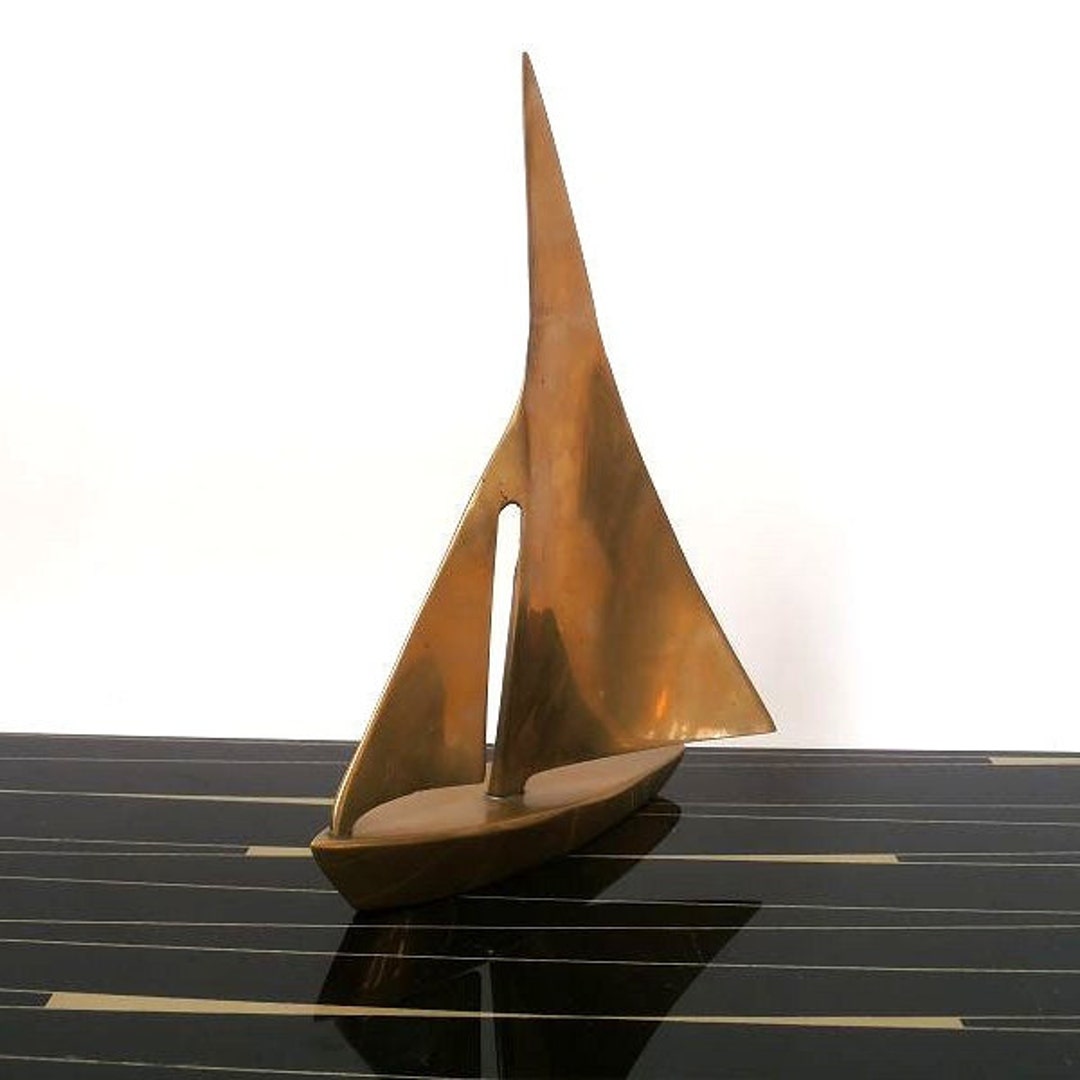 Vintage Brass Sailboat Figurine, Solid Brass Sailboat, Nautical Brass ...