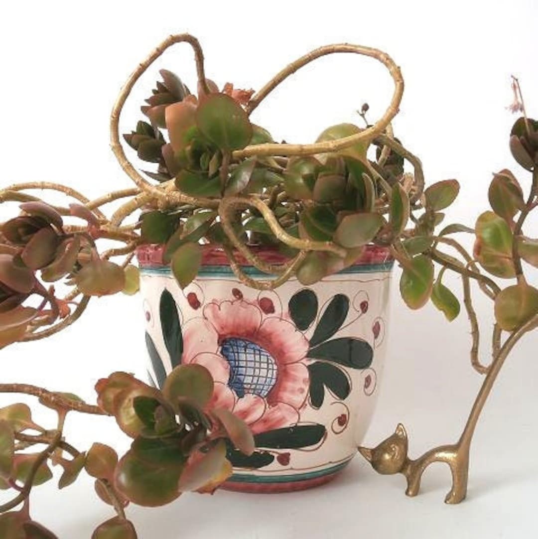 Vintage Ceramic Planter, Mcm Creamic Planter, Floral Design Pottery ...