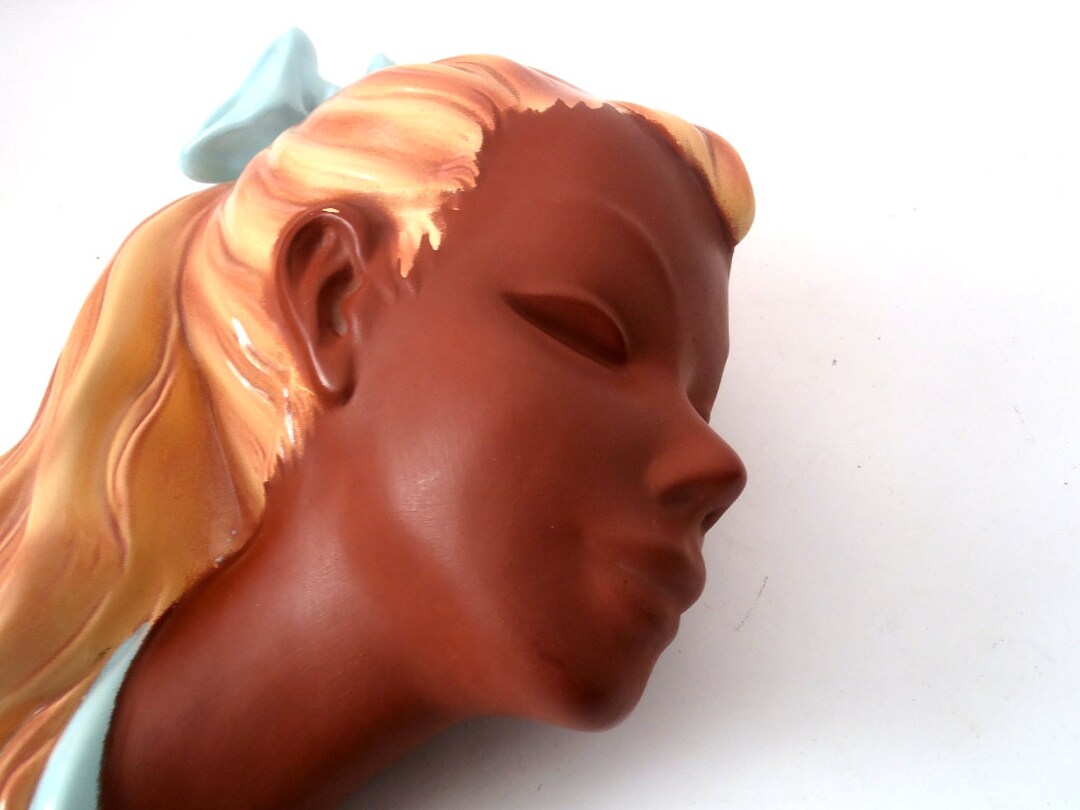 Wall Mask 50s, Wall Mask Young Woman, Ceramic Wall Mask, Wall Mask ...