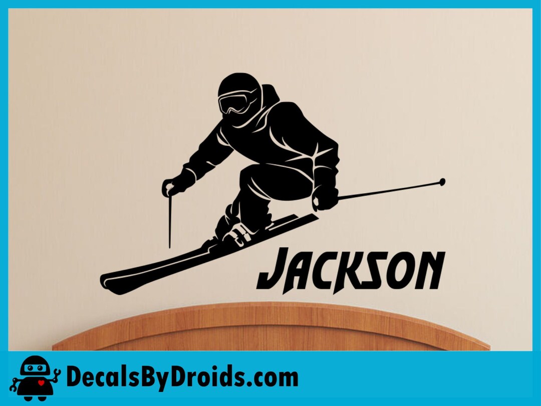 Personalized Skier Wall Decal: Custom Vinyl Name Sticker - Etsy