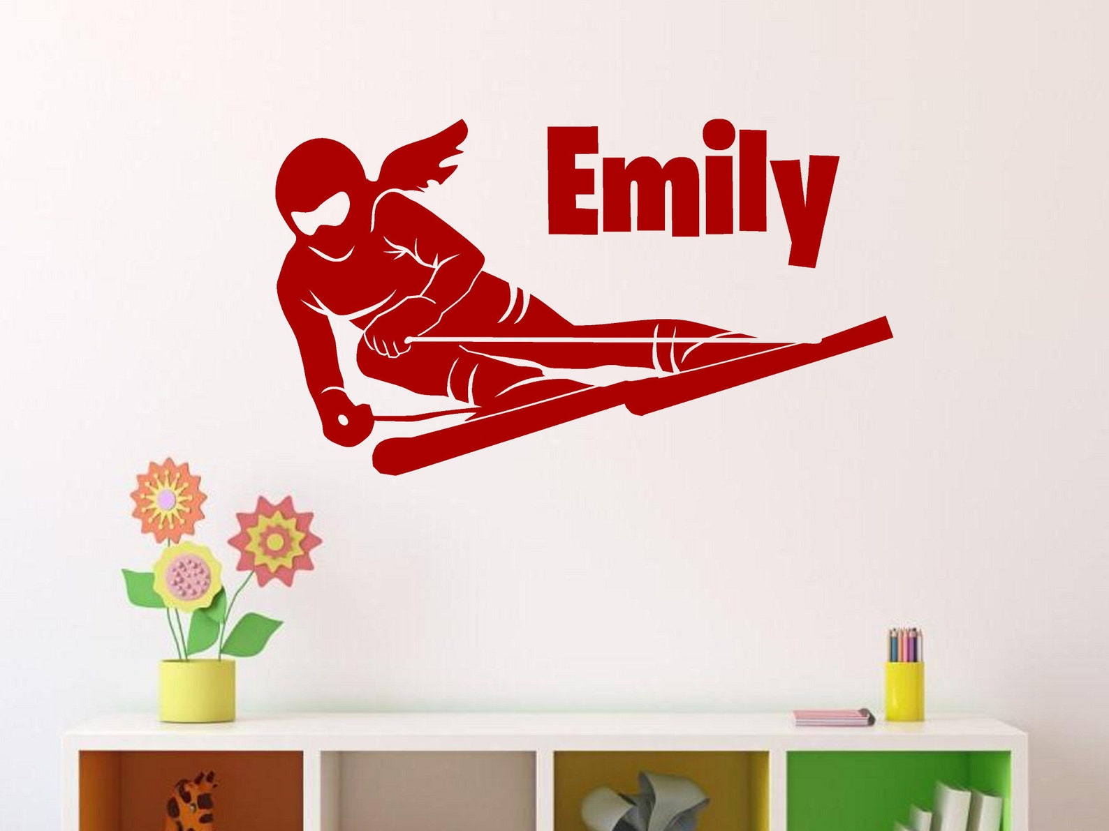 Girl Skier Wall Decal With Personalized Name Custom Vinyl - Etsy