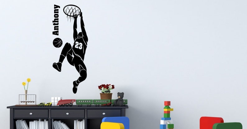Basketball Player Wall Decal with Personalized Name and Number | Etsy
