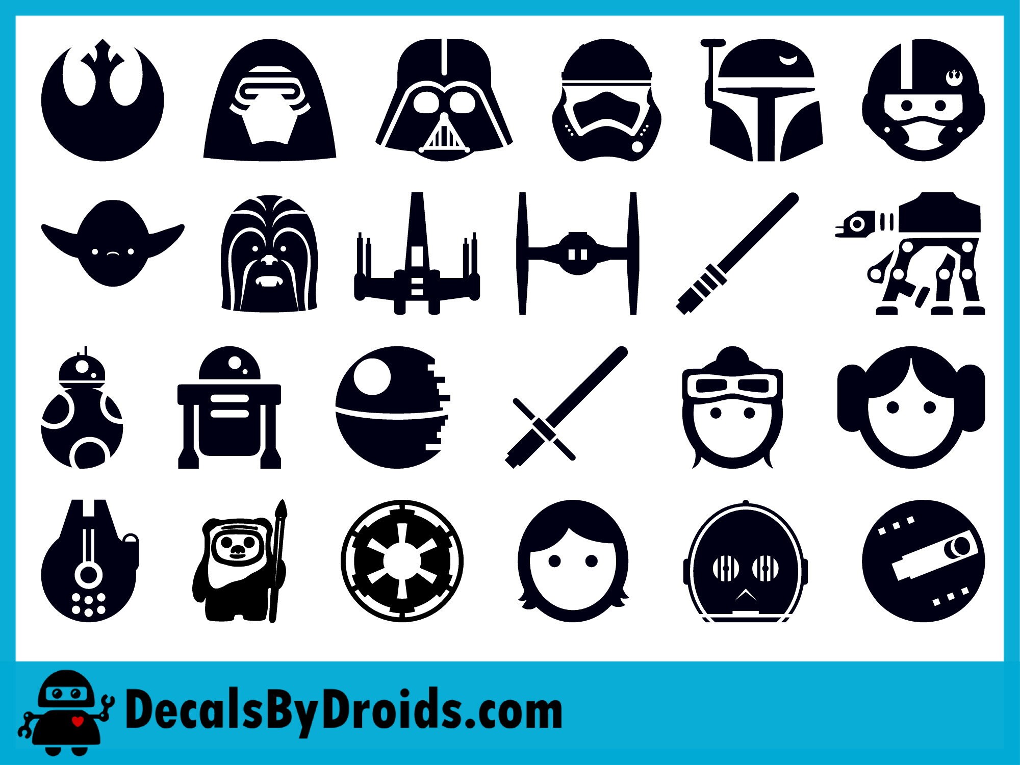 Star Wars Character Set Vinyl Wall Decal Decal/sticker Boys - Etsy UK