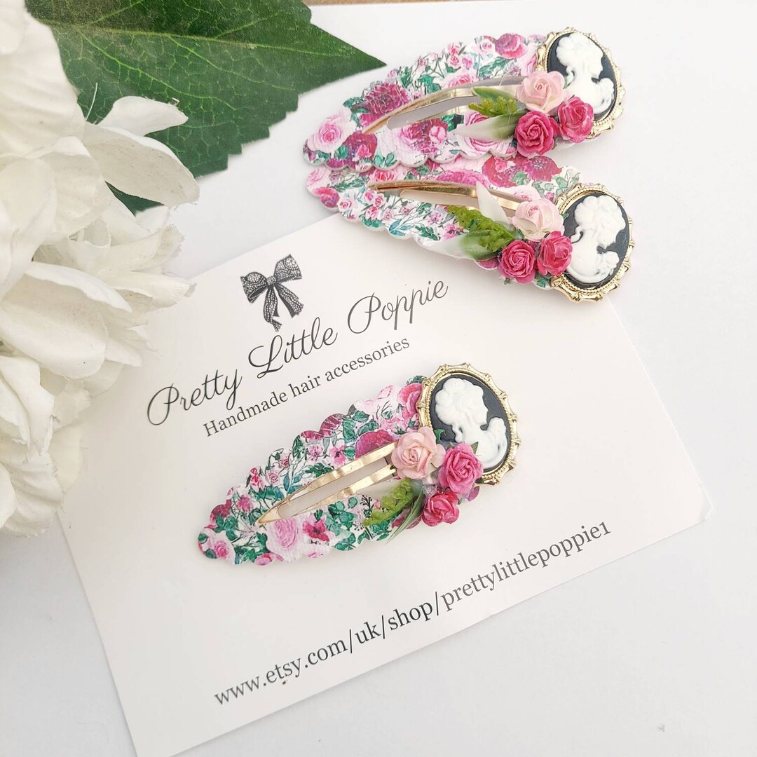 Cameo Floral Jumbo Snap Clip - Etsy UK