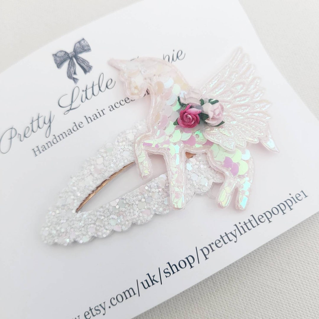 Unicorn Rainbow Sparkly Jumbo Snap Clips - Etsy