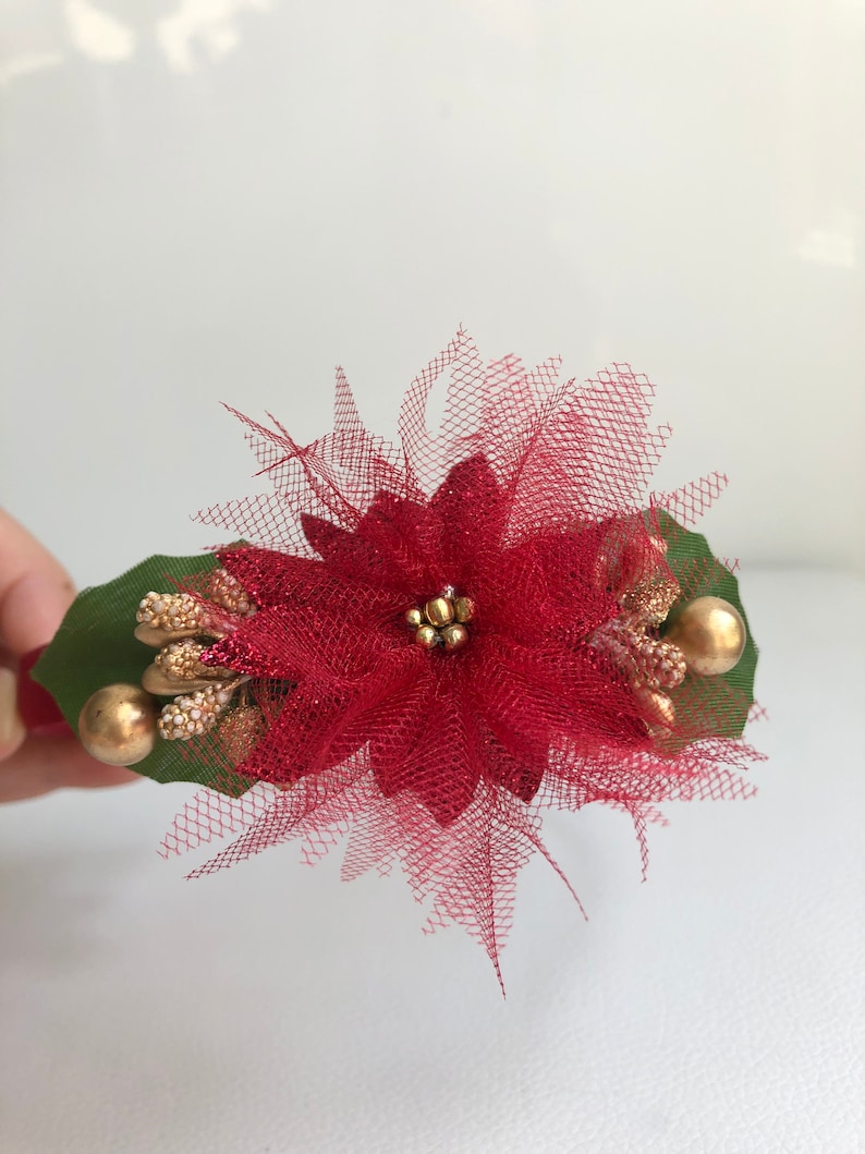 Christmas Headband, Red Poinsettia Headband, Photography Prop ...