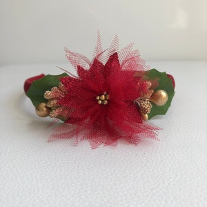 Christmas Headband, Red Poinsettia Headband, Photography Prop ...